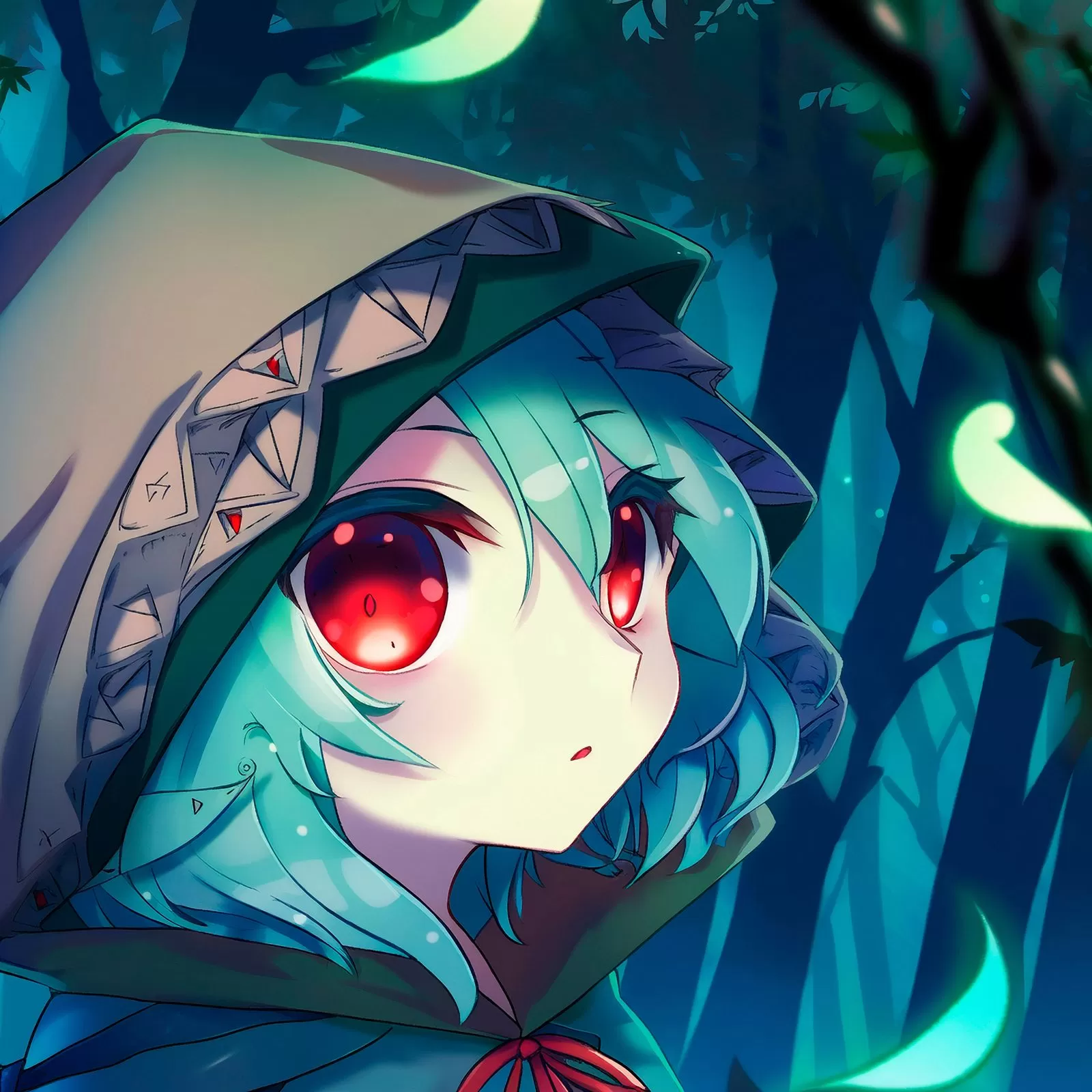Red Eyed Anime Girl In A Starry Night Forest Ken Burns Effect Free 4899