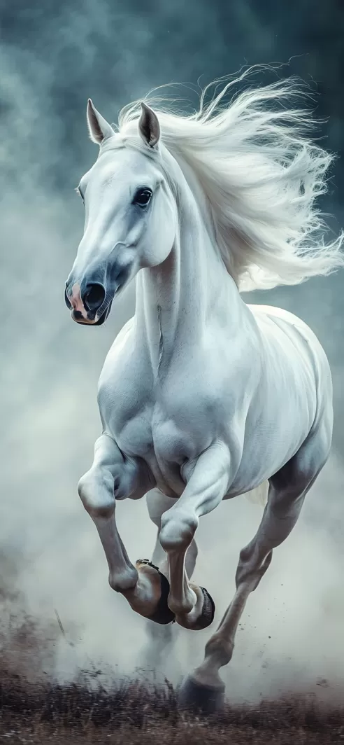 Majestic White Horse #3092 | Ken Burns Effect | Free Phone Live ...